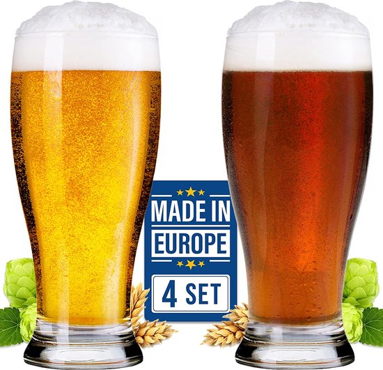 570ml bierglazen set van 4, 100% loodvrij, pint glazen, pint bierglazen, lagerglas,... | bol.com