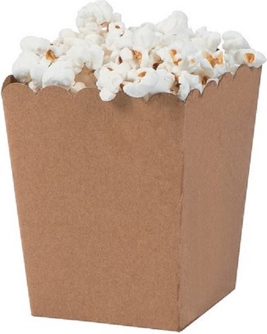 Popcorn bakjes kraft - bruin - 9 stuks - stevig karton - klein formaat ...