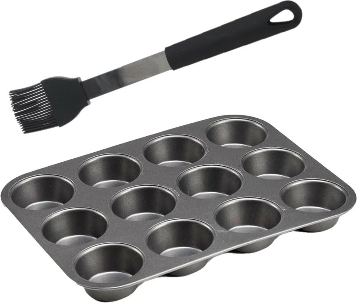 Cupcake en muffin bakvorm/bakblik - voor 12 stuks - 26 x 20 cm - incl ...