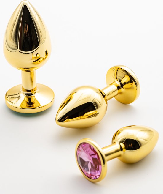 Metaal Gouden Buttplug Set Voor Mannen En Vrouwen 3 Delige Anal Plug