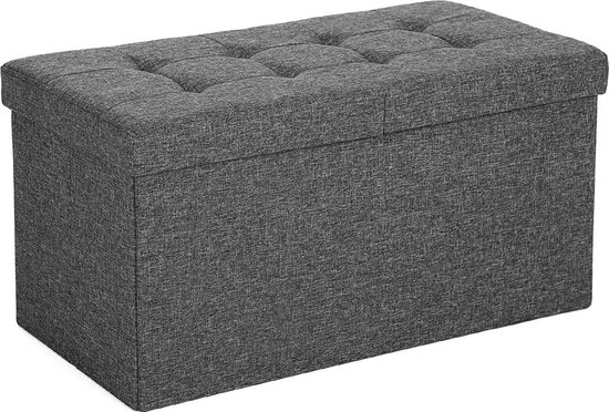 Opvouwbare zitbank - Zit doos - Opberg doos - Opberg poef - poef -Grijs ...