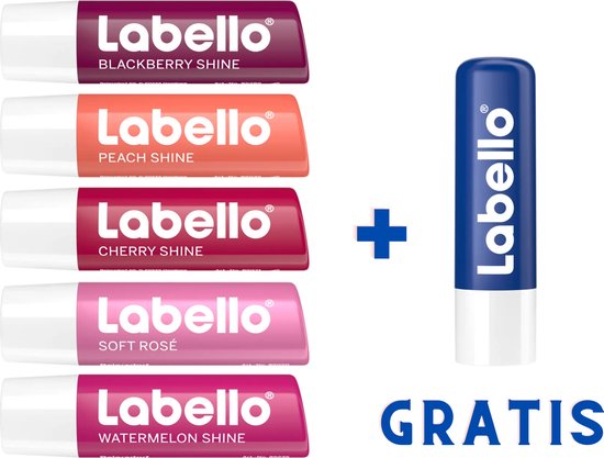 Labello Fruity Shine Lippenbalsem Collectie - 6 x 5.5 ml | bol