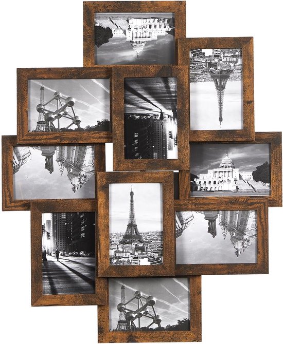 Fotolijst - Collage - Voor 10 foto's - Vintage - Bruin | bol.com