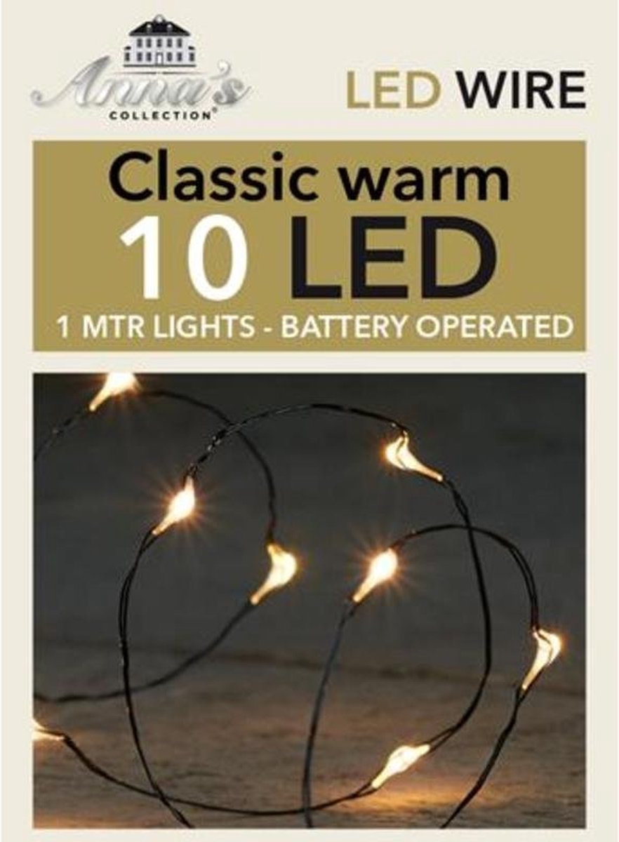 Kerstverlichting - B.o. Led Indoor Zwart Draad 10l/1m Led Warm Wit Incl ...