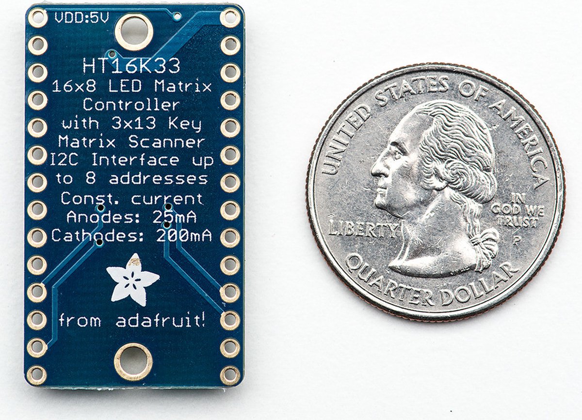 LED Matrix Driver 16x8 Backpack -HT16K33 Breakout van Adafruit 1427 ...