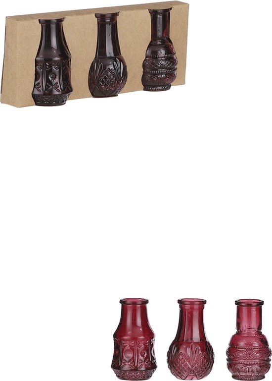 Glazen Vazen En Flessen - Dax Single Flower Vaas D.rood 3 Stuks - H8 ...