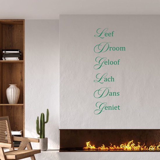 Stickerheld - Muursticker Leef Droom Geloof Lach Dans en Geniet ...