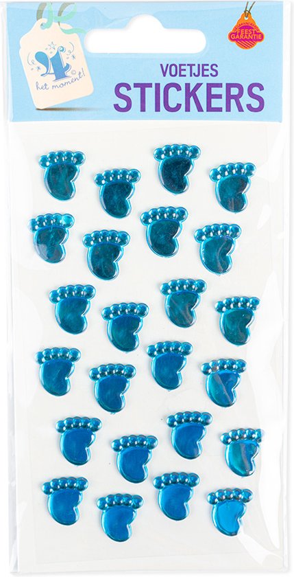 2 Verpakkingen stickers | blauwe voetjes | 2x ca. 24 stuks | babyshower ...