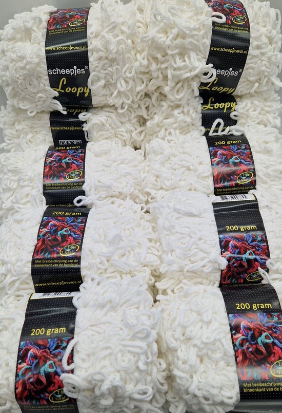 Scheepjeswol Loopy color 3 wit - 10 bol Voorgeluste wol 1 bol is 1 ...