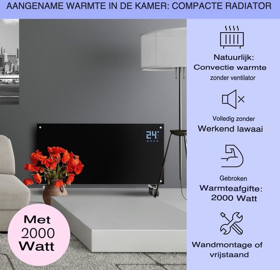Intelectro Elektrische Convector Verwarming, slanke en efficiënte 2000W ...