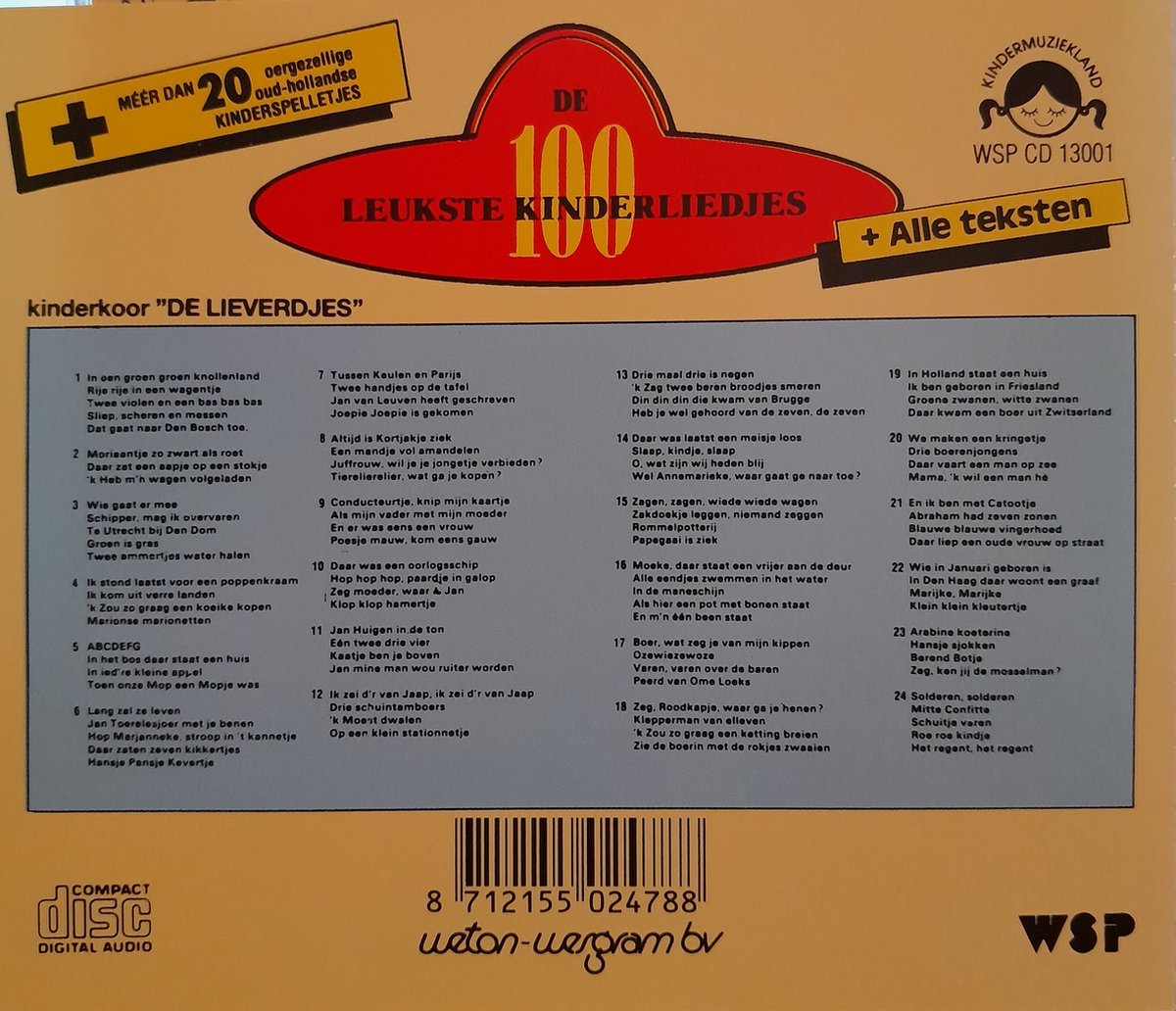De 100 Leukste Kinderliedjes - Cd Album, Kinderkoor de Lieverdjes ...