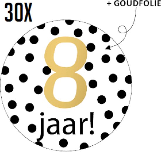 30x Sluitsticker Hoera 8 Jaar - RONA DESIGN® - Sluitstickers - 40mm ...
