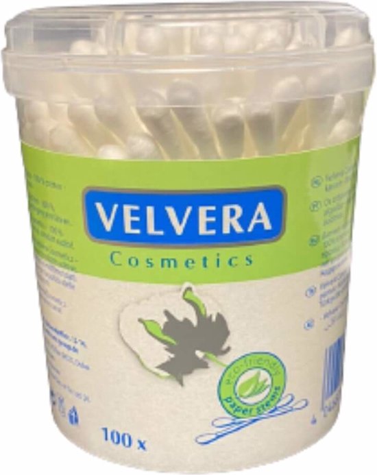Velvera Cosmetics Wattenstaafjes - 7,5 cm. - in Plastic Doos - 100 ...