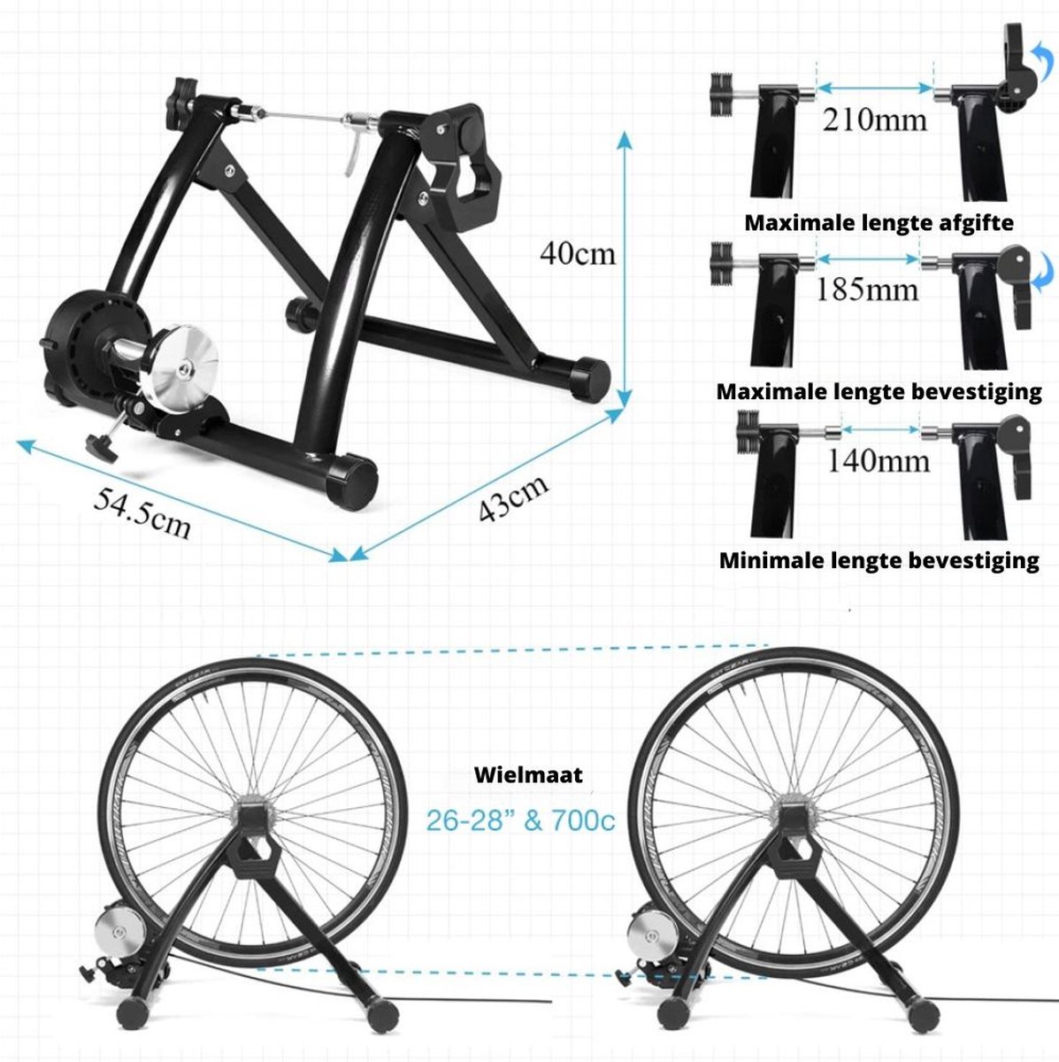 Fietstrainer - Indoor Home trainer - Wielrennen - Verstelbaar - 26-28 ...
