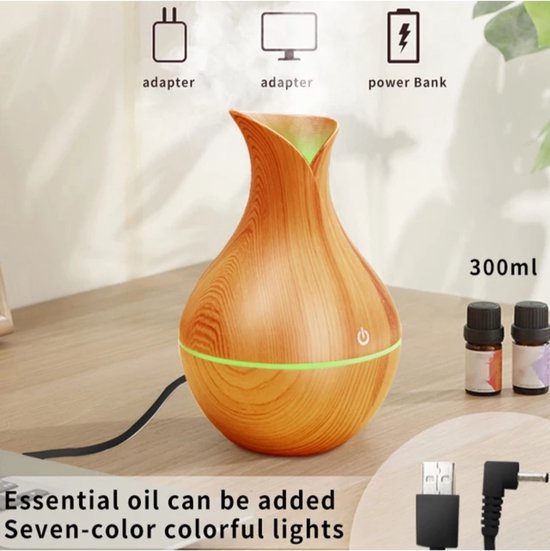 Aroma Diffuser Licht Bruin - Humdifier - met Led Verlichting ...