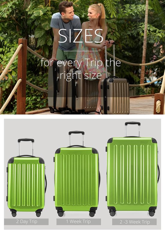 hand luggage hard shell, Suitcase, apple green, suitcase set | bol