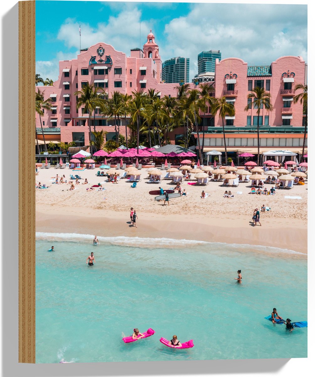 Hout - Druk Bezocht Strand aan de Boulevard met Tropisch Blauwe Zee ...