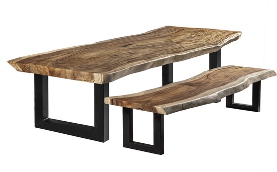 Tuinset Suar | 200 x 90 cm - Stalen U poot + Tuinbank - Stalen A poten ...