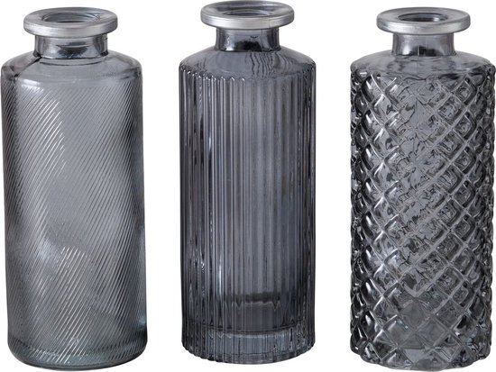 Vaas Adore set van 3 stuks . grijs , 13cm. Boltze home | bol.com