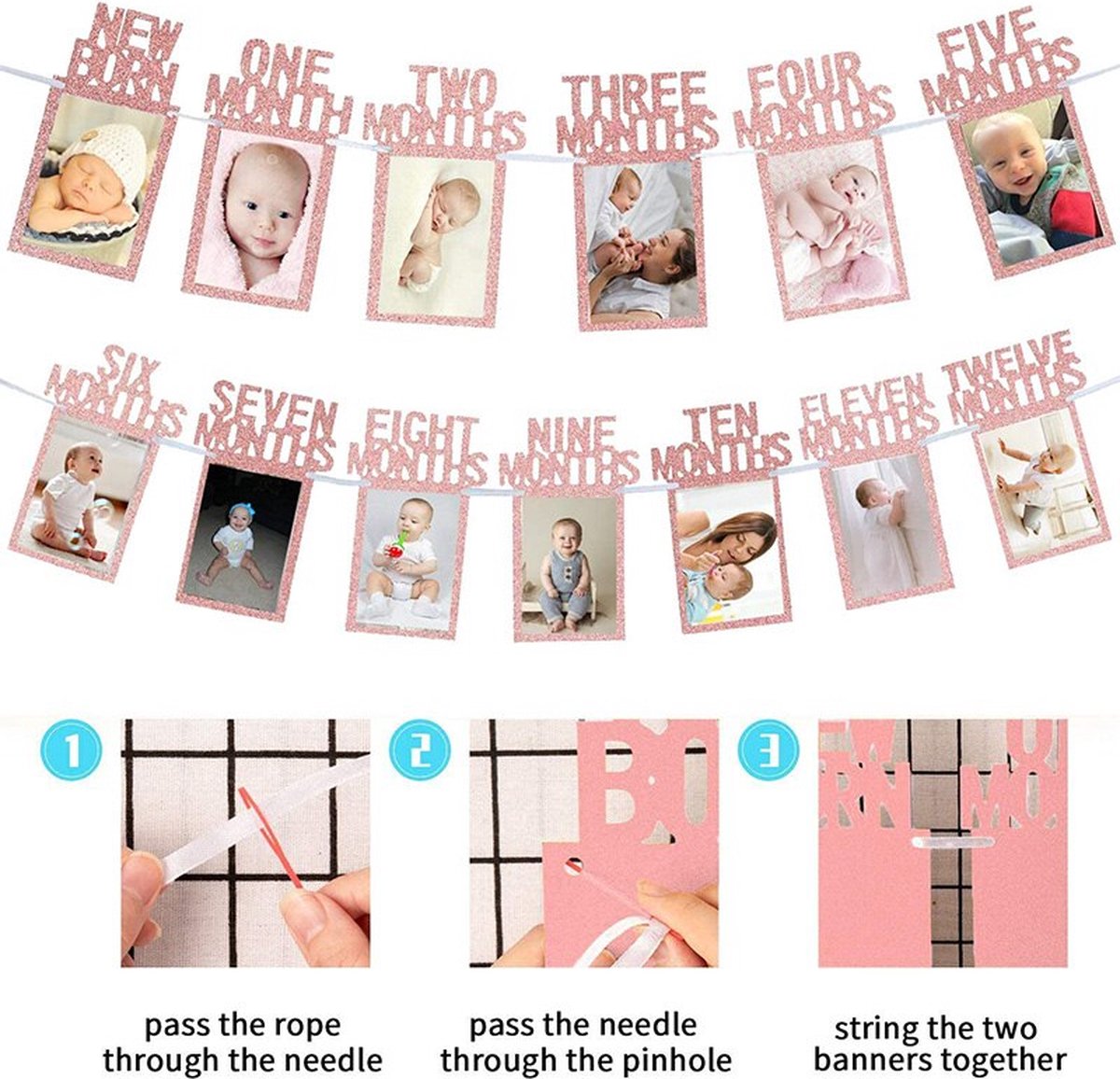 Eerste Verjaardag Foto Slinger - Kleur Rose Gold - 0-12 Maanden ...