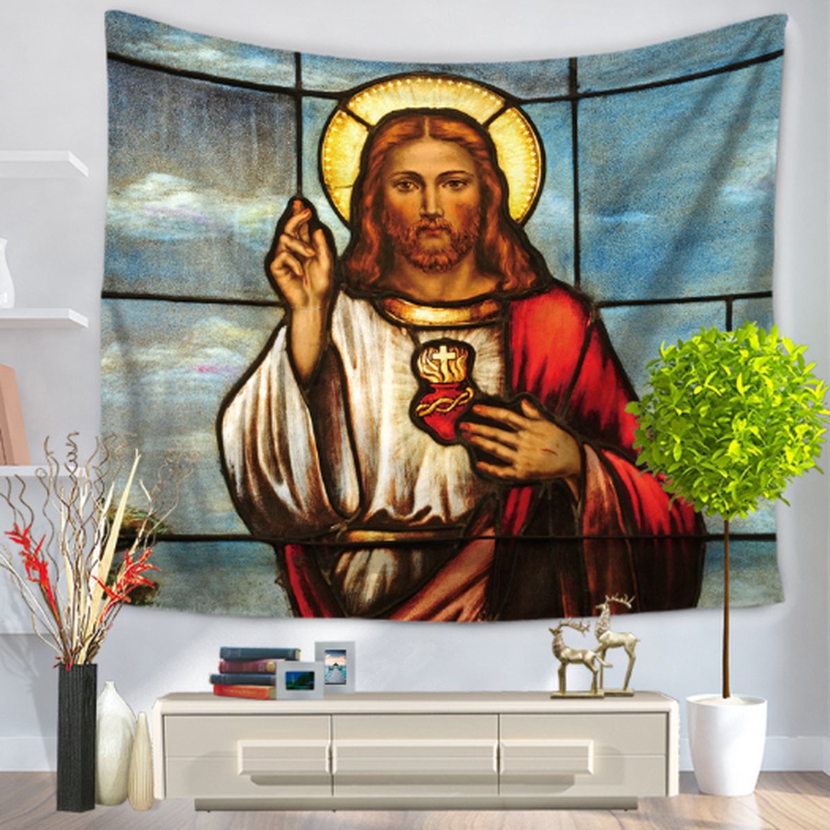 Christelijk Wandkleed - Jezus Wandkleed - Portret Jesus - 150 x 200 CM ...