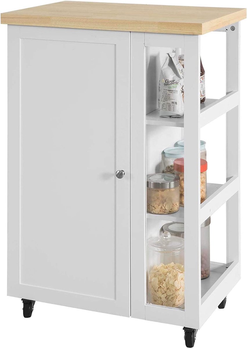 Keukentrolley Serveerwagen Trolley Kast Servies met 1 deur en 3 planken ...