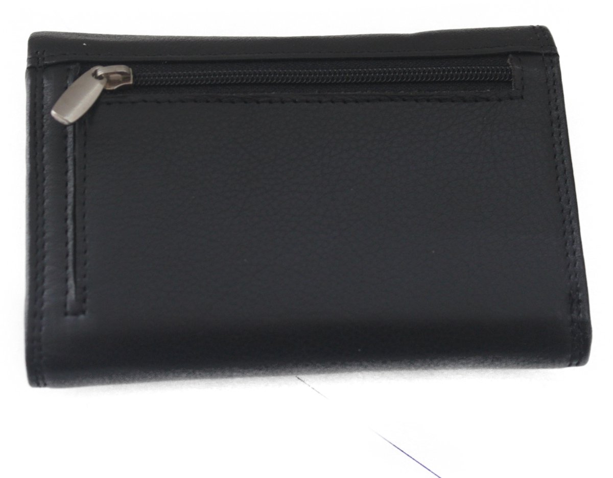 OI Dames overslag portemonnee klein met bak voor kleingeld 328 Zwart ...