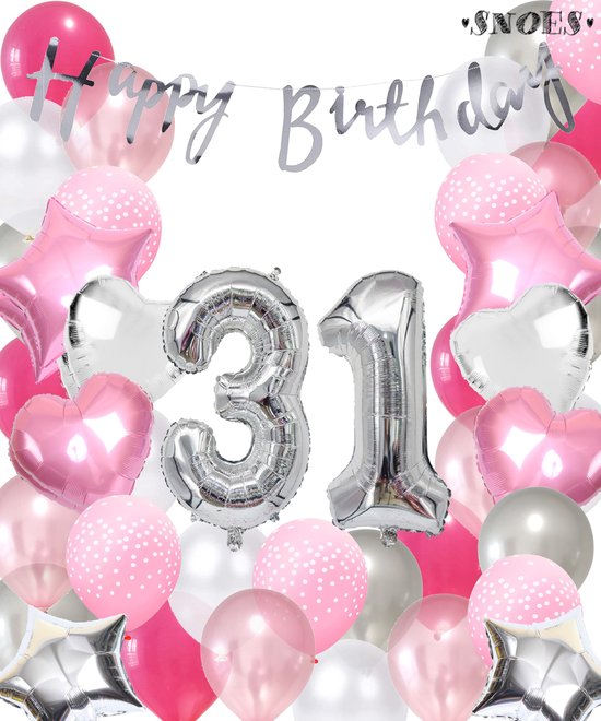 Snoes Ballonnen 31 Jaar Pink Blush Silver Mega Ballon - Compleet ...