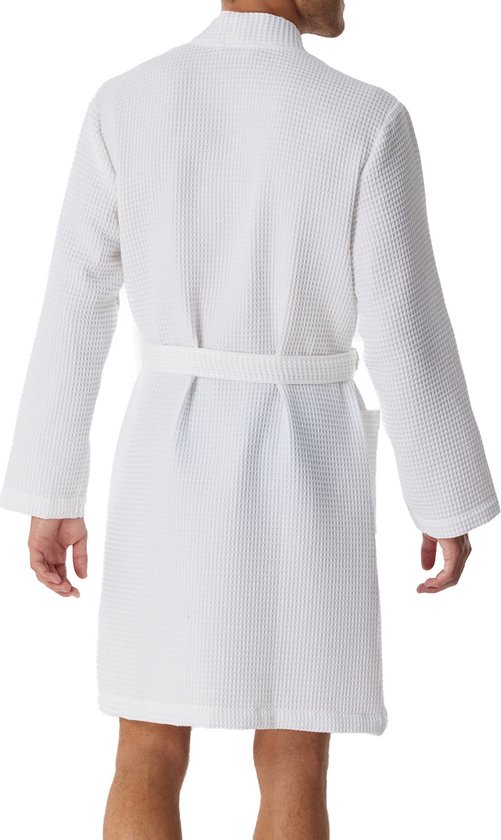 SCHIESSER Essentials badjas - heren badjas wafelpique wit - Maat: M ...