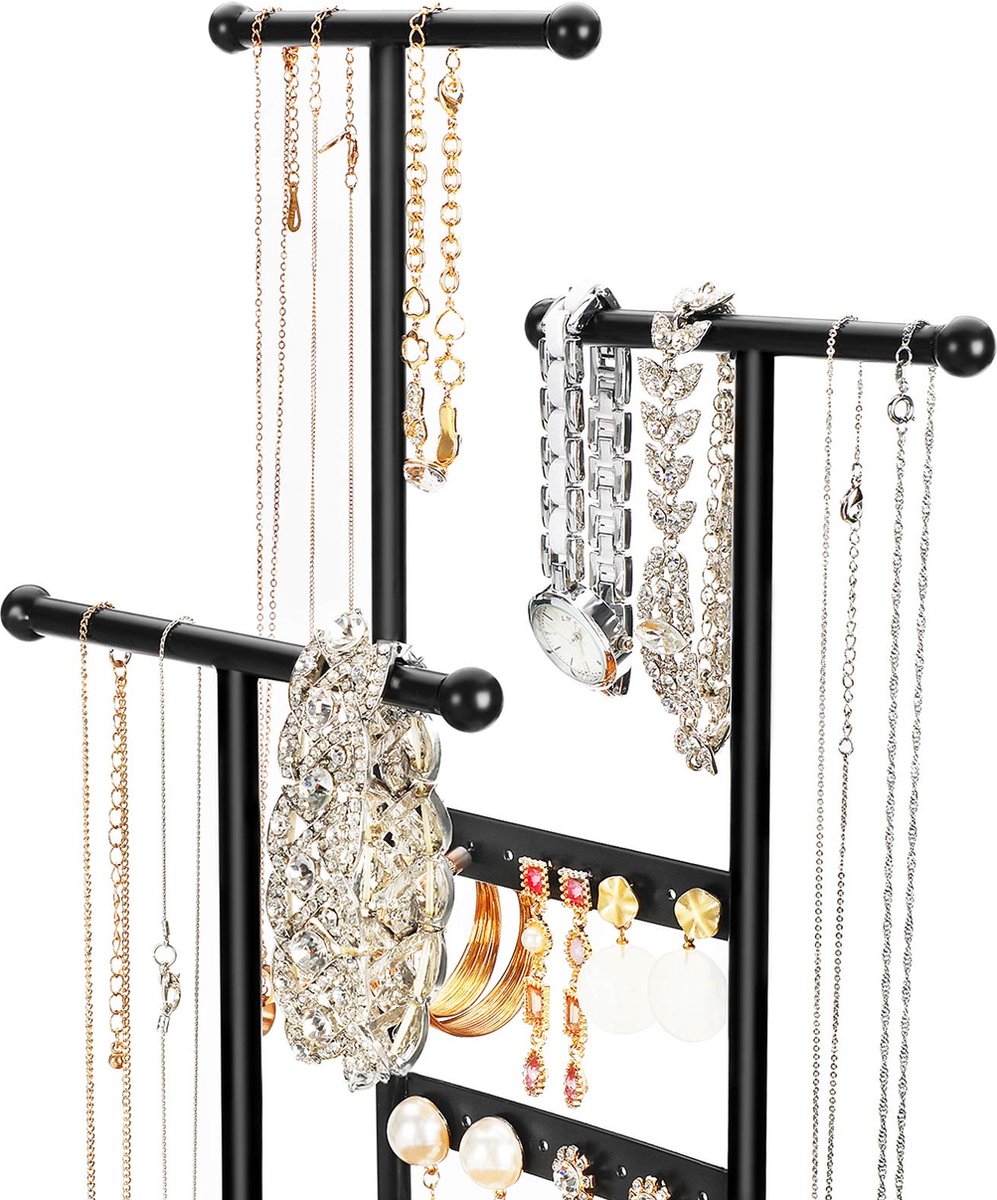 Sieradenstandaard - Sieradenhouder -Metalen standaard - Houten ...