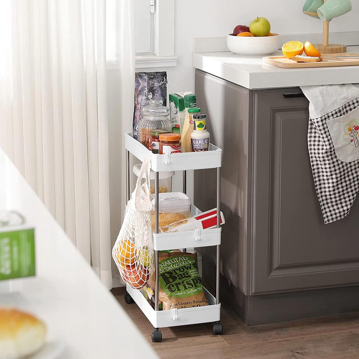 Trolley met 3 niveaus - Keukentrolley - Wit | bol.com