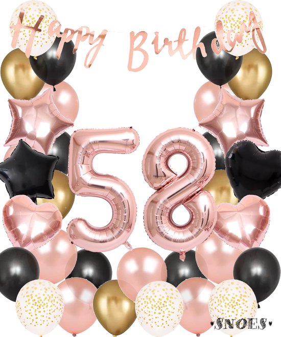 Snoes Ballonnen 58 Jaar Set Mega Rose Black Zwart Ballonen set ...