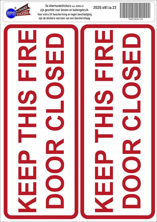 Keep fire door closed sticker set. | bol.com