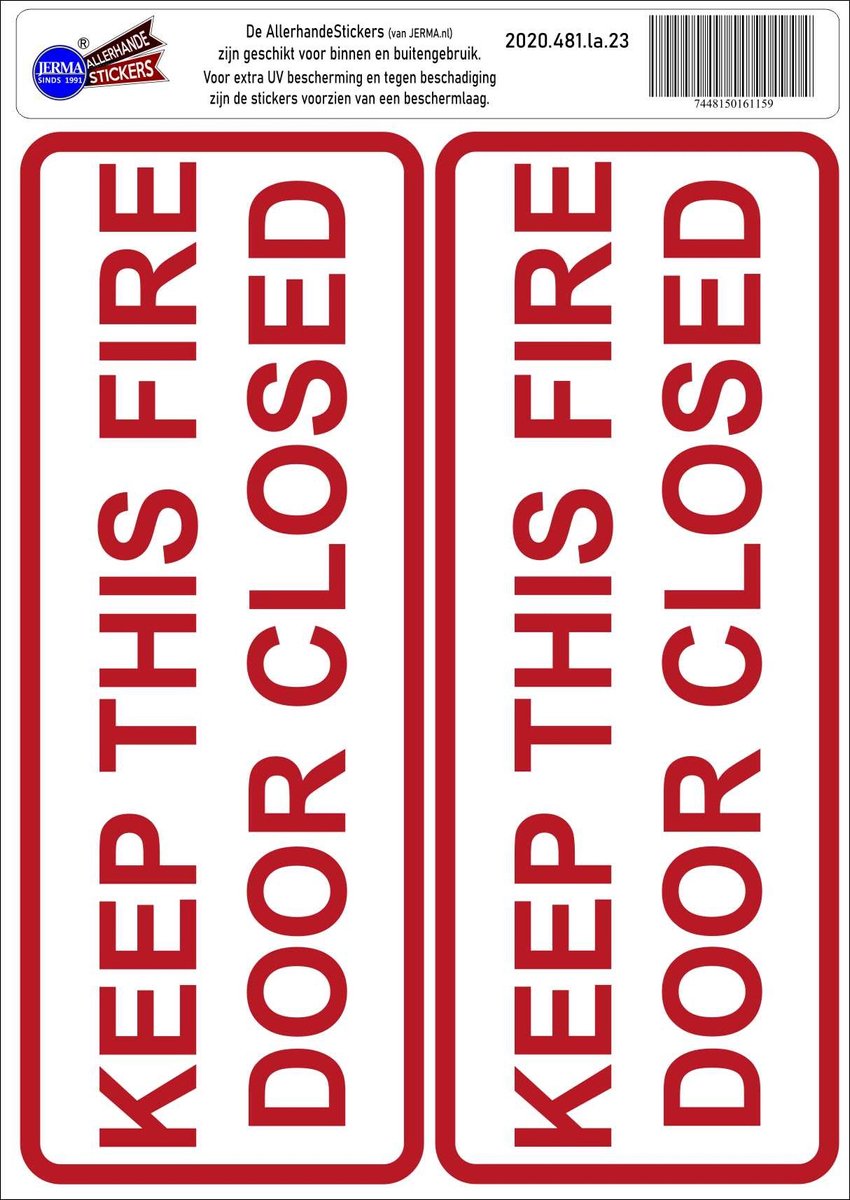 Keep fire door closed sticker set. | bol.com
