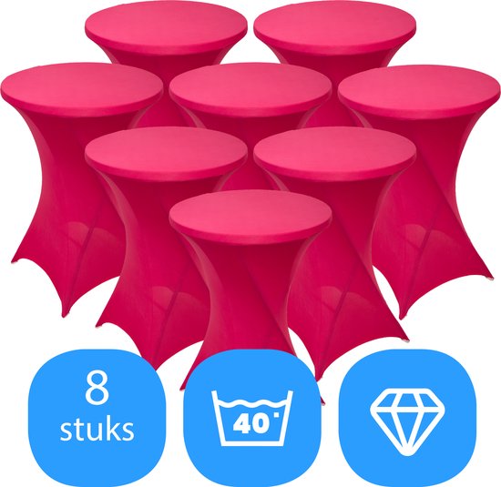 Statafelrok Roze x 8 – ∅80-85 x 110 cm – Statafelhoes Stretch 8 Stuks – Tafelhoezen... | bol