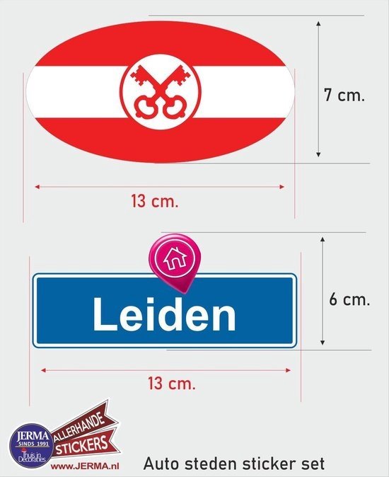 Leiden steden vlaggen auto stickers set van 2 stickers | bol.com