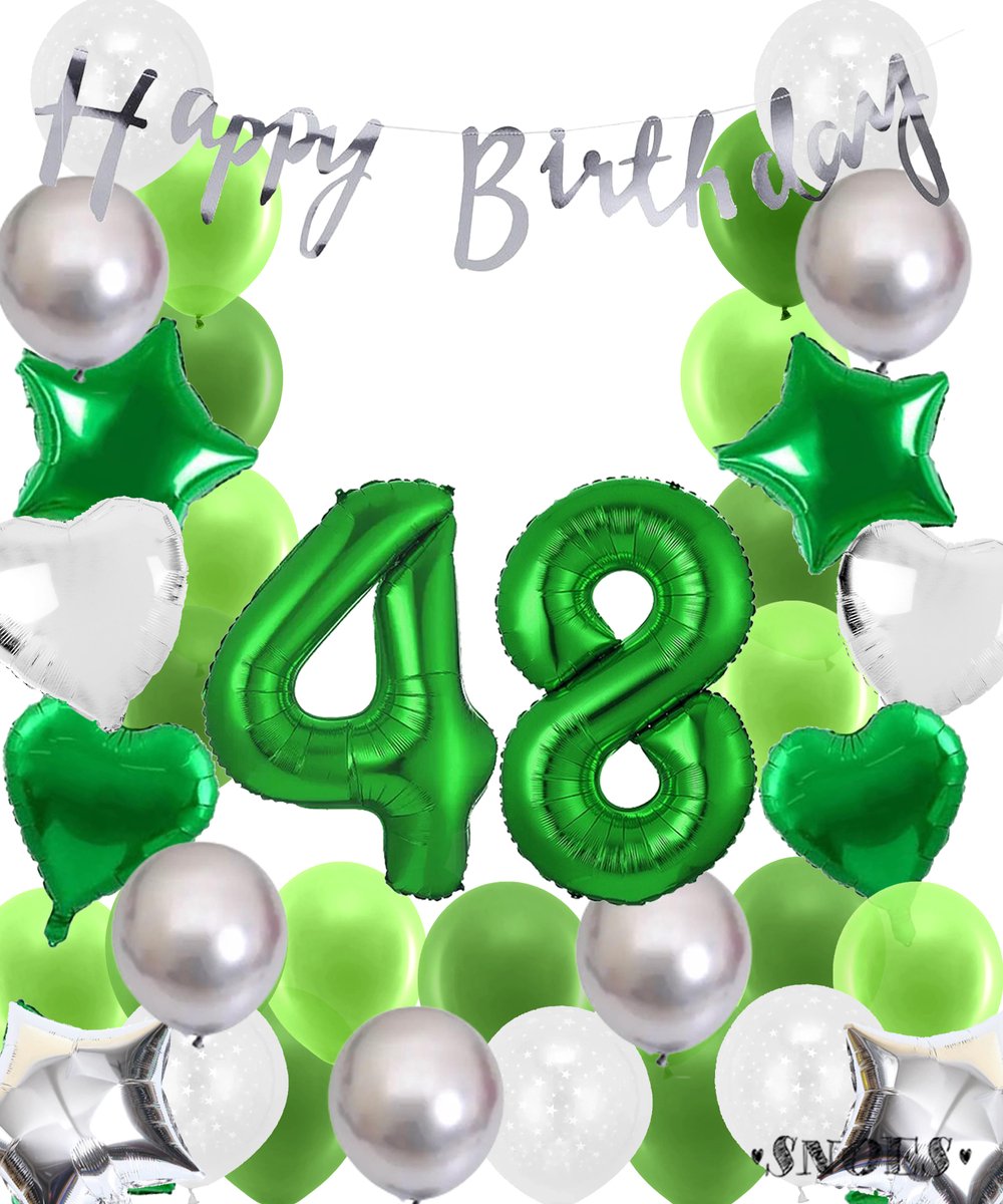 Snoes Ballonnen 48 Jaar Wit Groen Zilver Mega Ballon - Compleet ...