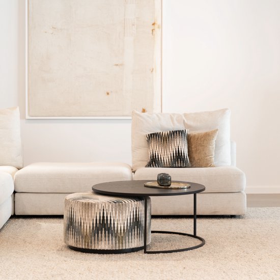 Atmooz - Table basse ronde Emir (incl. Pouf Ritz Quintero) - Ø 80cm ...