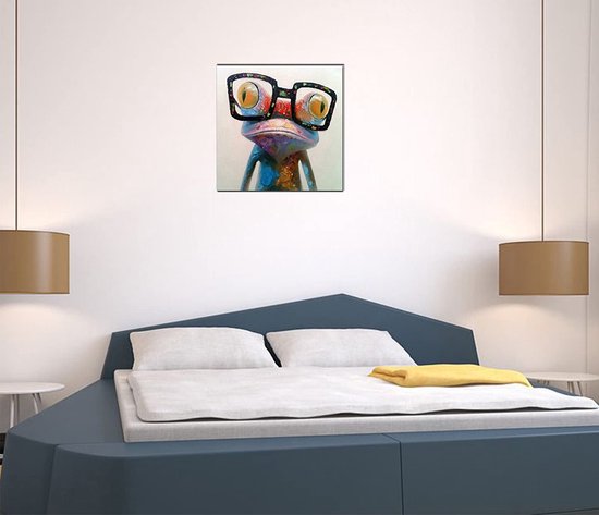 Fokenzary Handgeschilderd olieverfschilderij op canvas schattige kikker ...