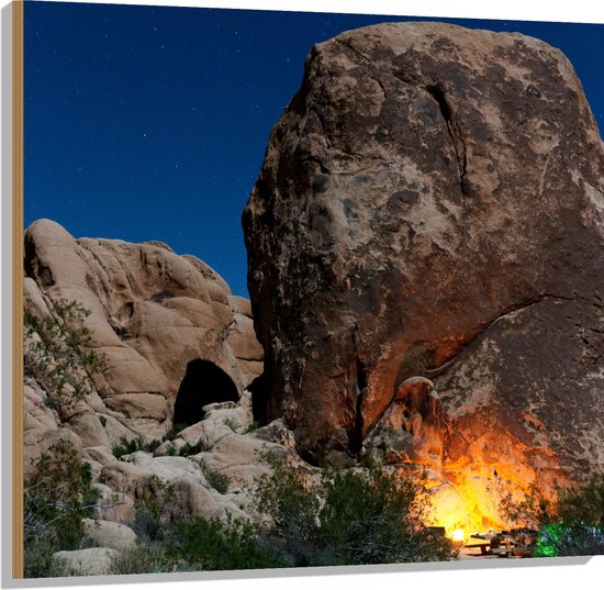 Hout - Grote Rots in de Nacht - Californië - 100x100 cm - 9 mm dik ...