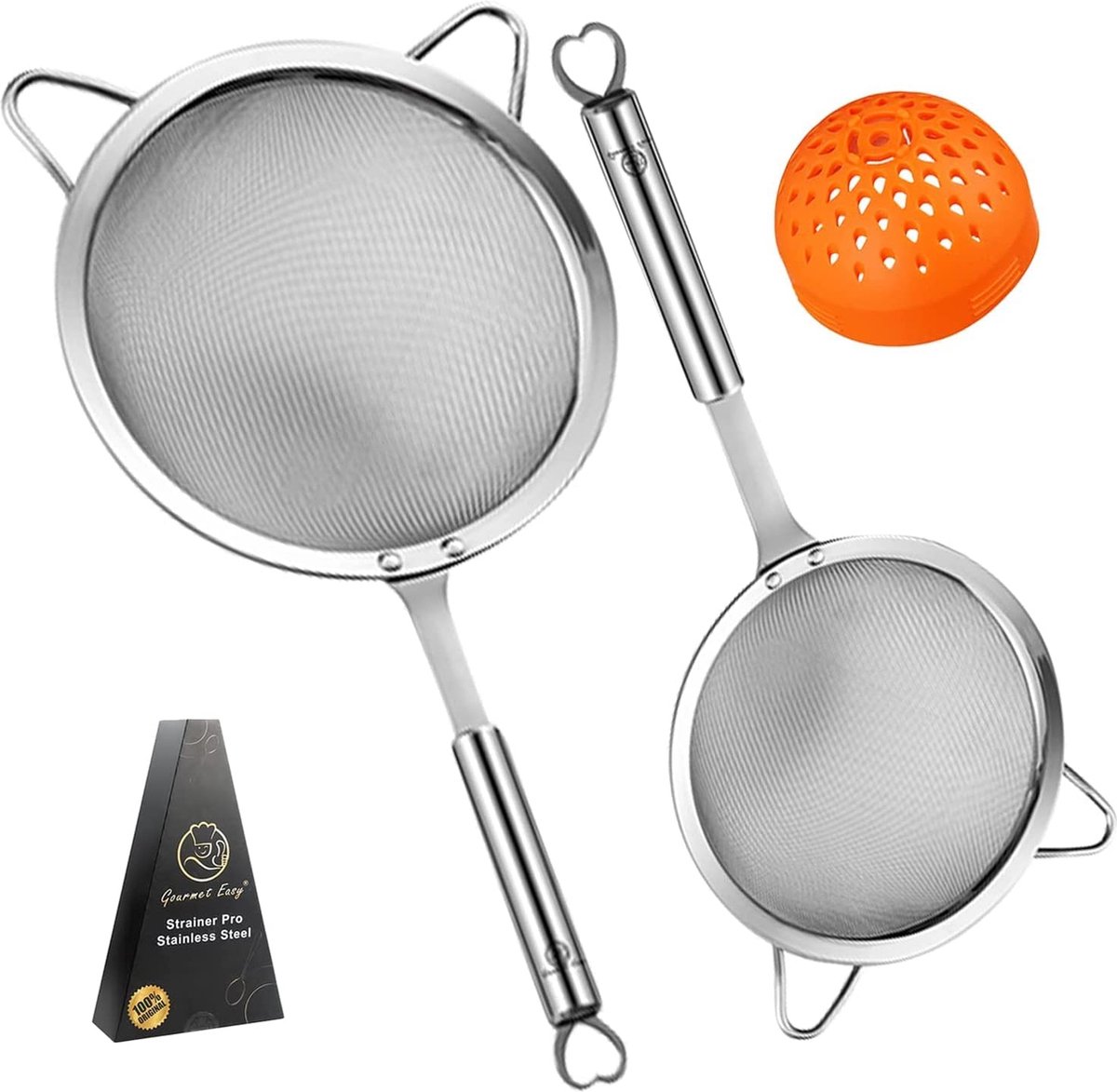 Roestvrijstalen zeefset - 1 grote pastasteef + 1 kleine extra fijne ...