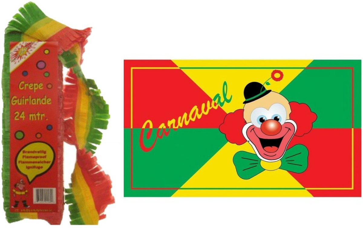 Carnaval versiering pakket - 1x grote vlag en 2x crepe slingers - rood ...