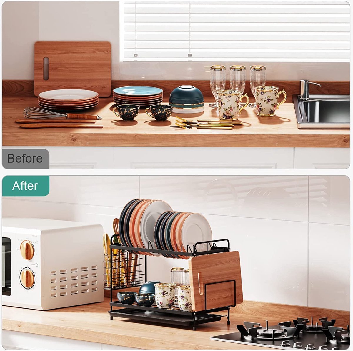 VBOK IGFE Afdruiprek, servies zwart, 2 niveaus, afdruiprek, roestvrij ...