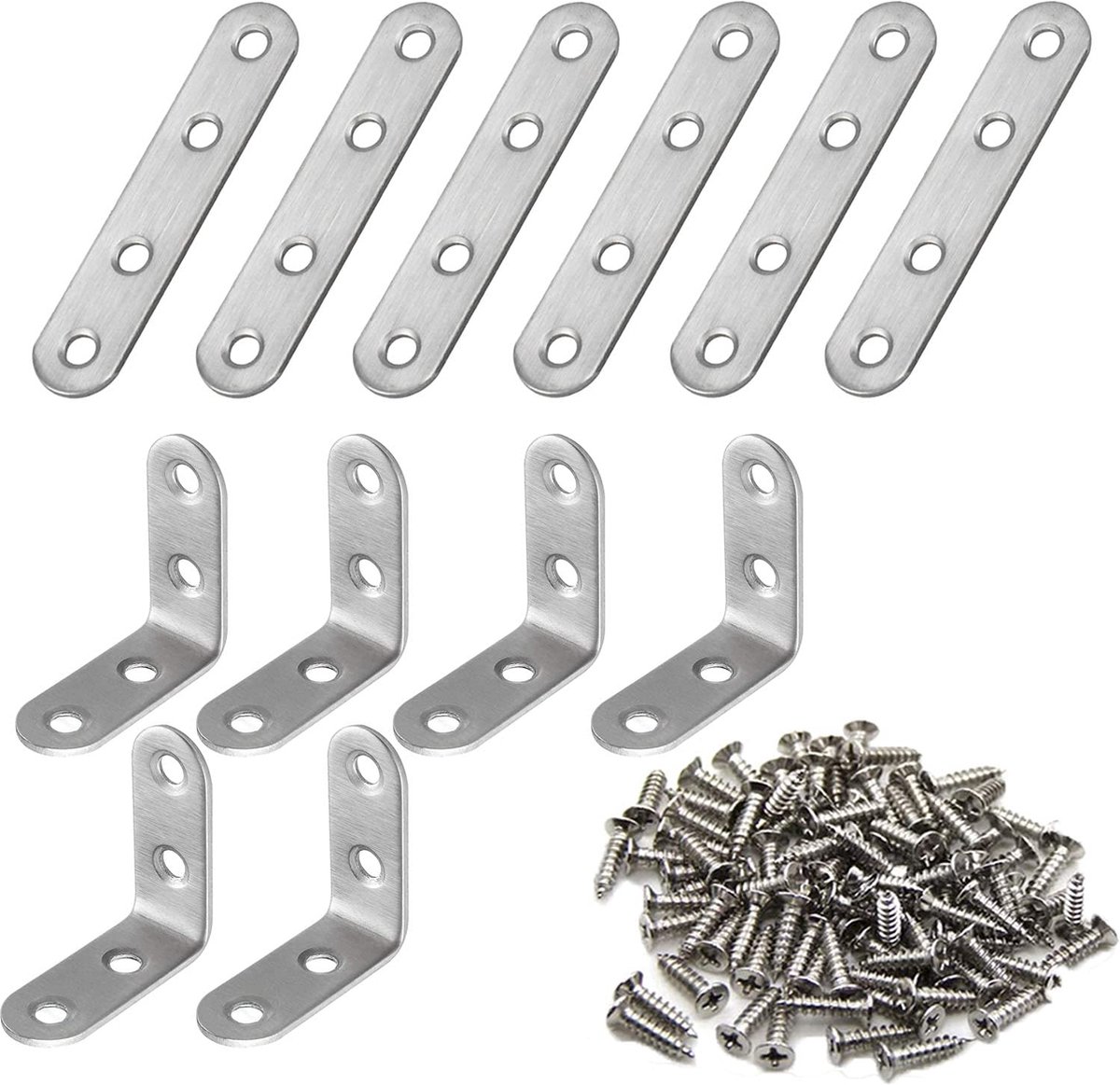 12 stuks roestvrijstalen beugel hoekbeugels 6 haakse beugels (40 x 40 ...