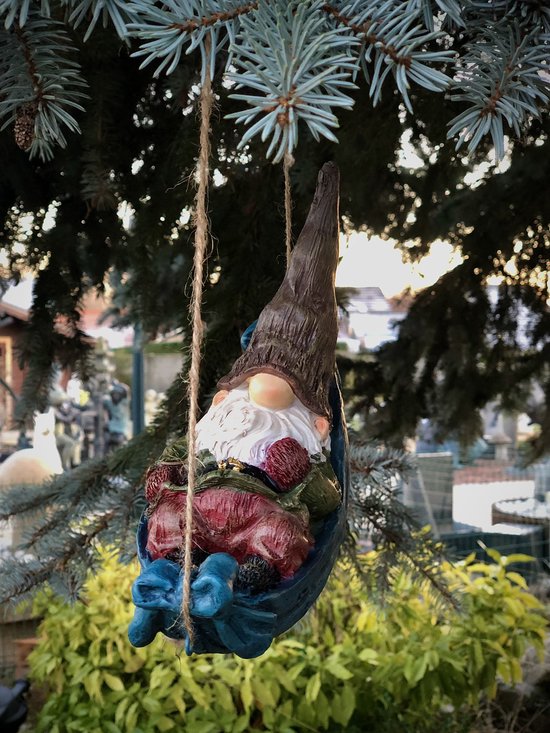 Kabouter in hangmat 13 cm hoog - kabouter - tuinkabouter - polyester ...