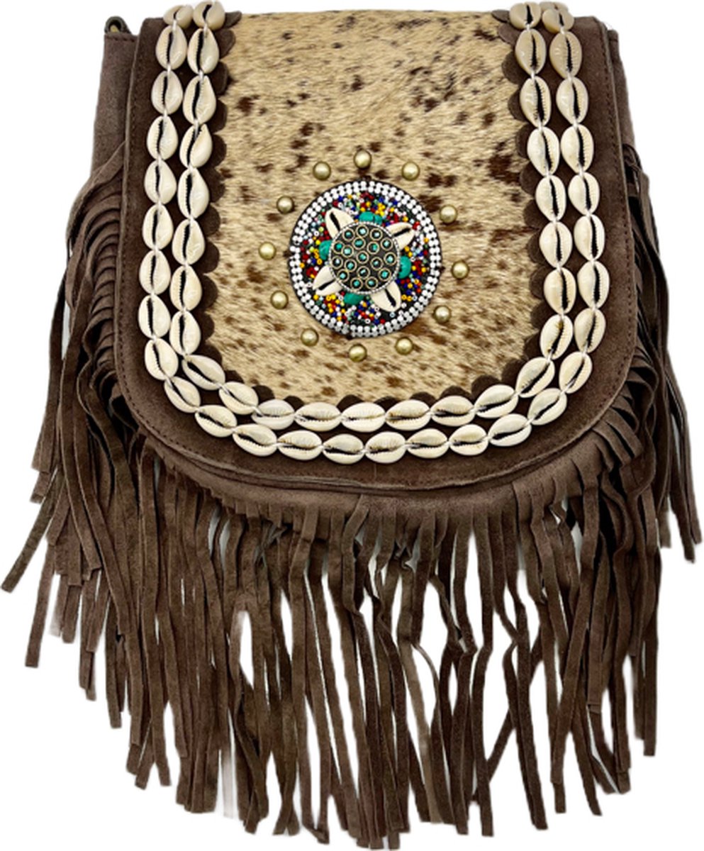 Suede dames tas met koeienhuid - boho tas - koeienhuid tas - ibiza tas ...