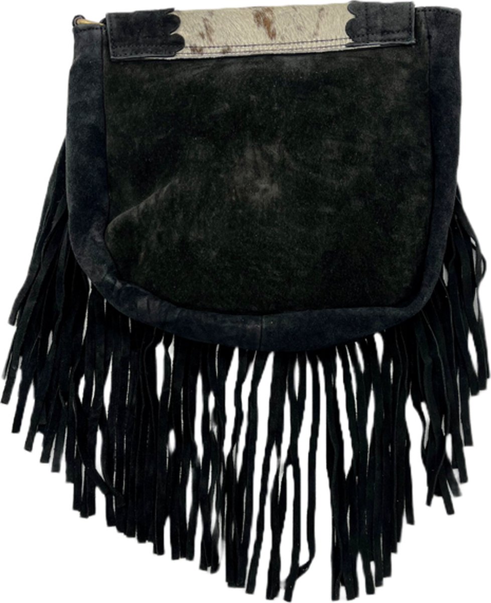 Suede dames tas met koeienhuid - boho tas - koeienhuid tas - ibiza tas ...