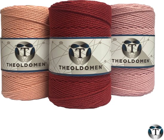 Macramé Koord | Bundelkorting | 600 meter | Zalmroze | Bordeaux Rood ...