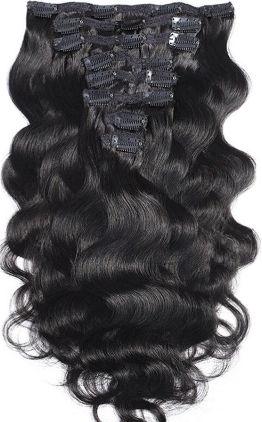 Braziliaanse remy 26 inch golf haar Clip in Extensions- 100% Human Hair ...