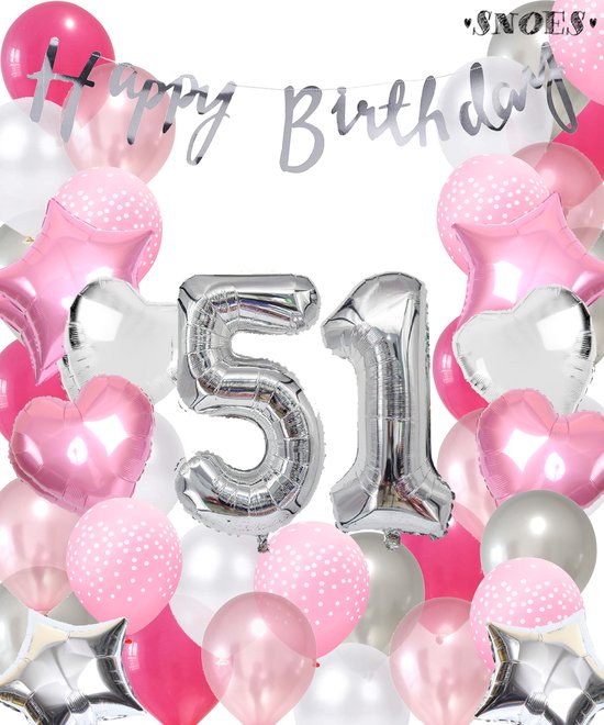 Snoes Ballonnen 51 Jaar Pink Blush Silver Mega Ballon - Compleet ...
